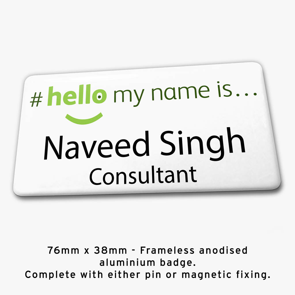 "Hello My Name is..." Badge: Style H - White – Staff Badges Direct