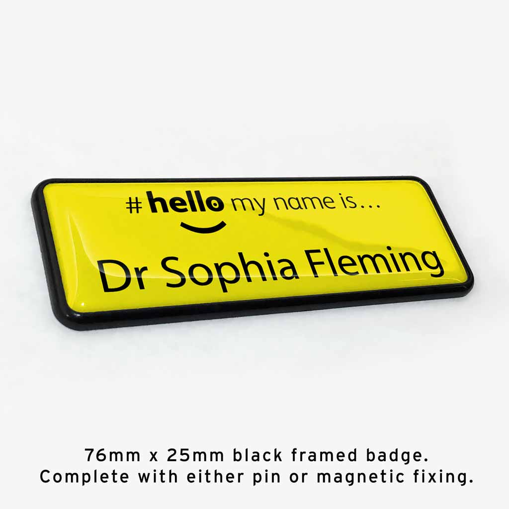 "Hello My Name is..." Badge: Style B - Yellow – Staff Badges Direct