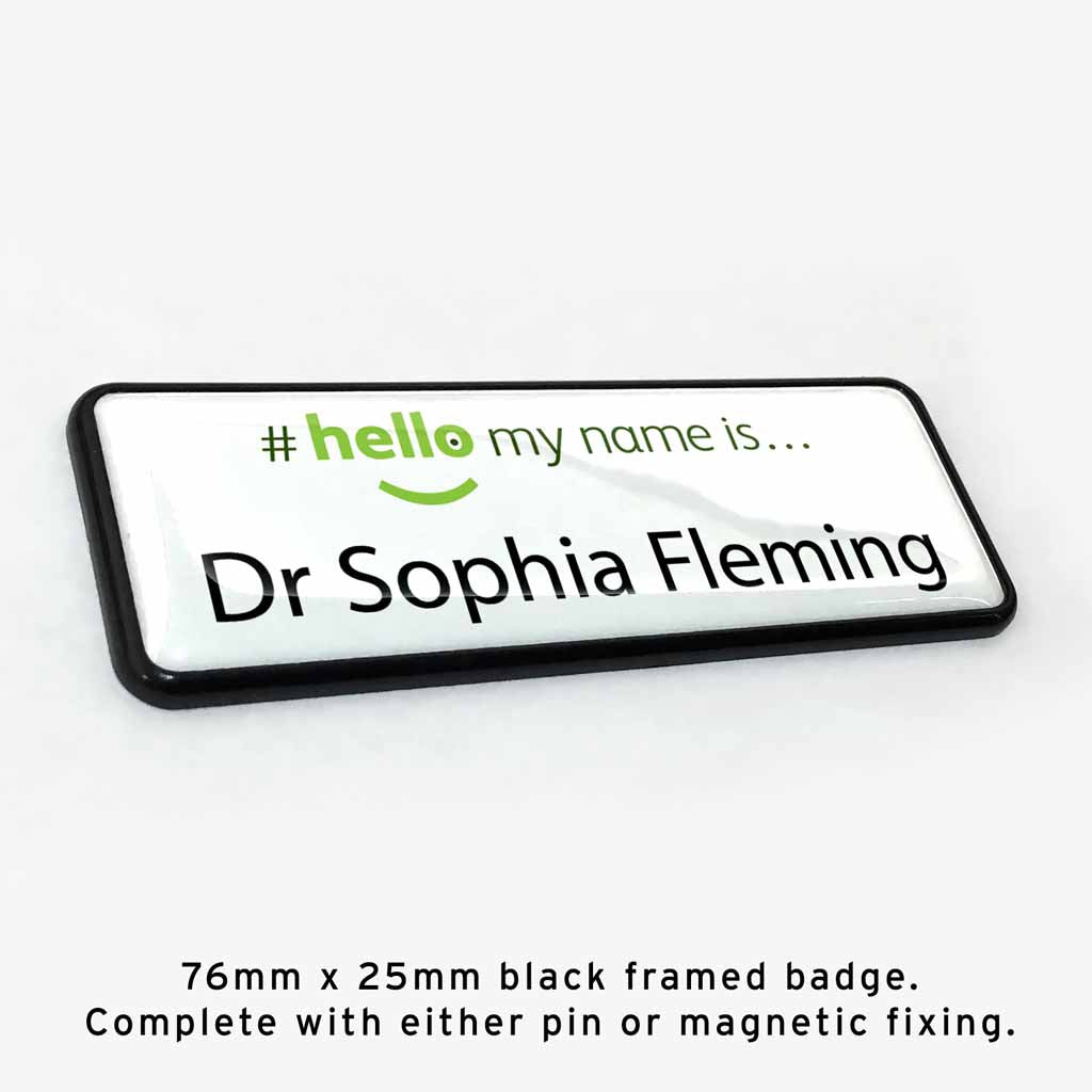 "Hello My Name is..." Badge: Style B - White – Staff Badges Direct